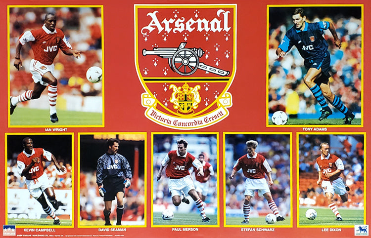 Arsenal FC 1994 7-Player Action Football Soccer Vintage Original Poste – Sports Poster Warehouse
