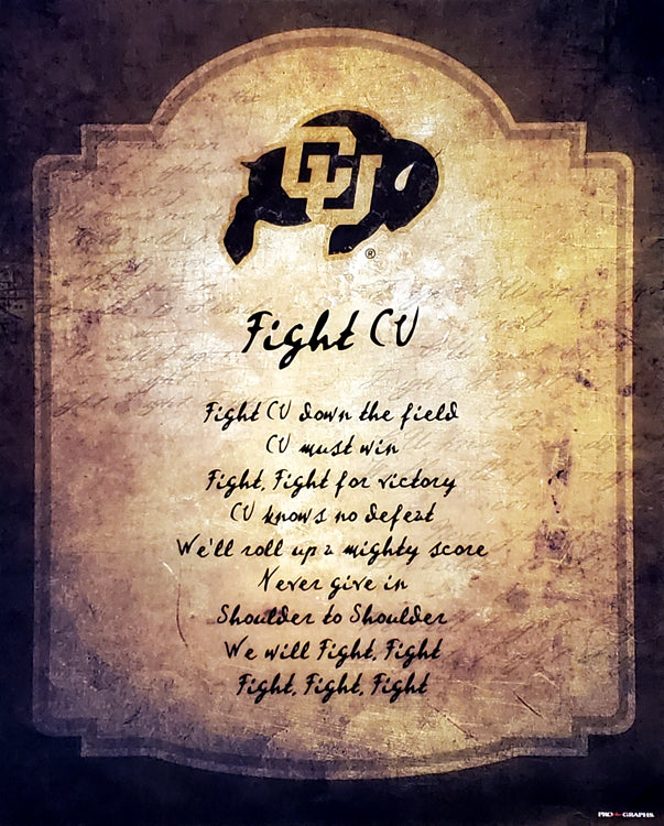 Colorado Buffaloes "Fight CU" Official Fight Song Poster Print ...