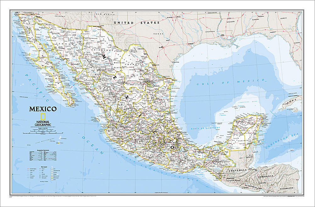 Map of MEXICO National Geographic Executive Edition 23x35 Wall Map ...