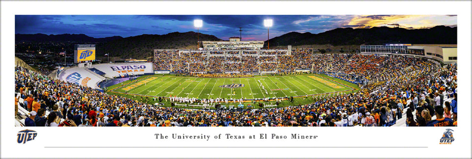 UTEP Miners Football Sun Bowl Stadium Game Night Panoramic Poster Prin – Sports Poster Warehouse