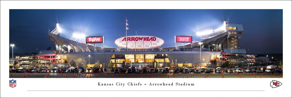 Kansas City Chiefs Arrowhead Stadium Game Night Exterior Panoramic Pos ...