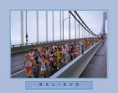 Marathon Running "Believe" Motivational Poster - Front Line – Sports ...