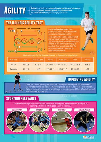 Physical Education AGILITY Professional Fitness Wall Chart Poster ...