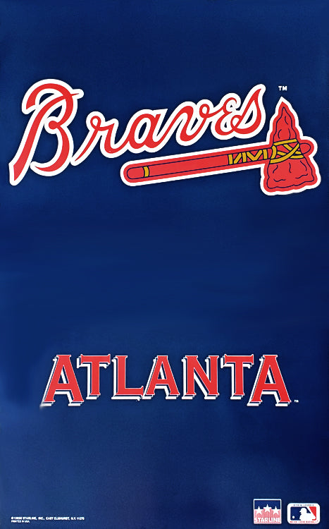 Atlanta Braves Official MLB Baseball Logo Helmet Wordmark Team Poster ...