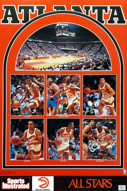 Atlanta Hawks All Stars 1989 6-Player NBA Action Poster - Marketcom Sp ...