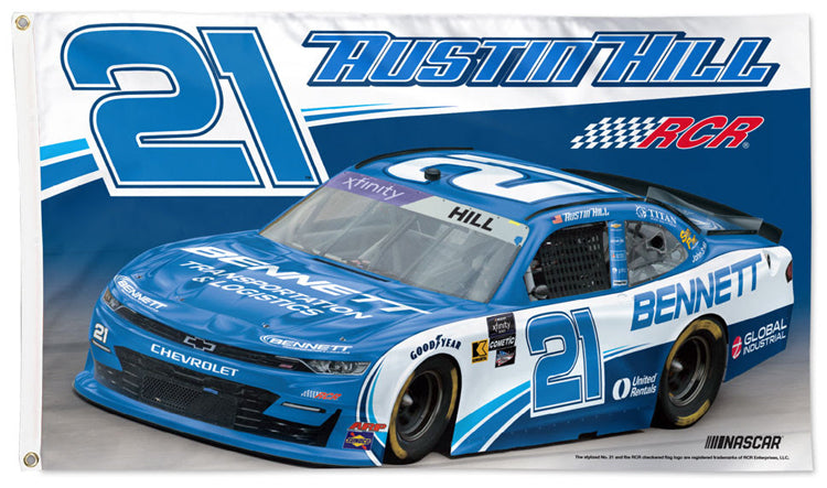 Austin Hill NASCAR #21 Bennett Camaro Huge 3' x 5' DELUXE Banner FLAG ...
