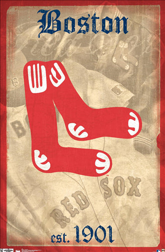 Boston Red Sox "est. 1901" Retro-Style MLB Team Logo Poster - Trends ...