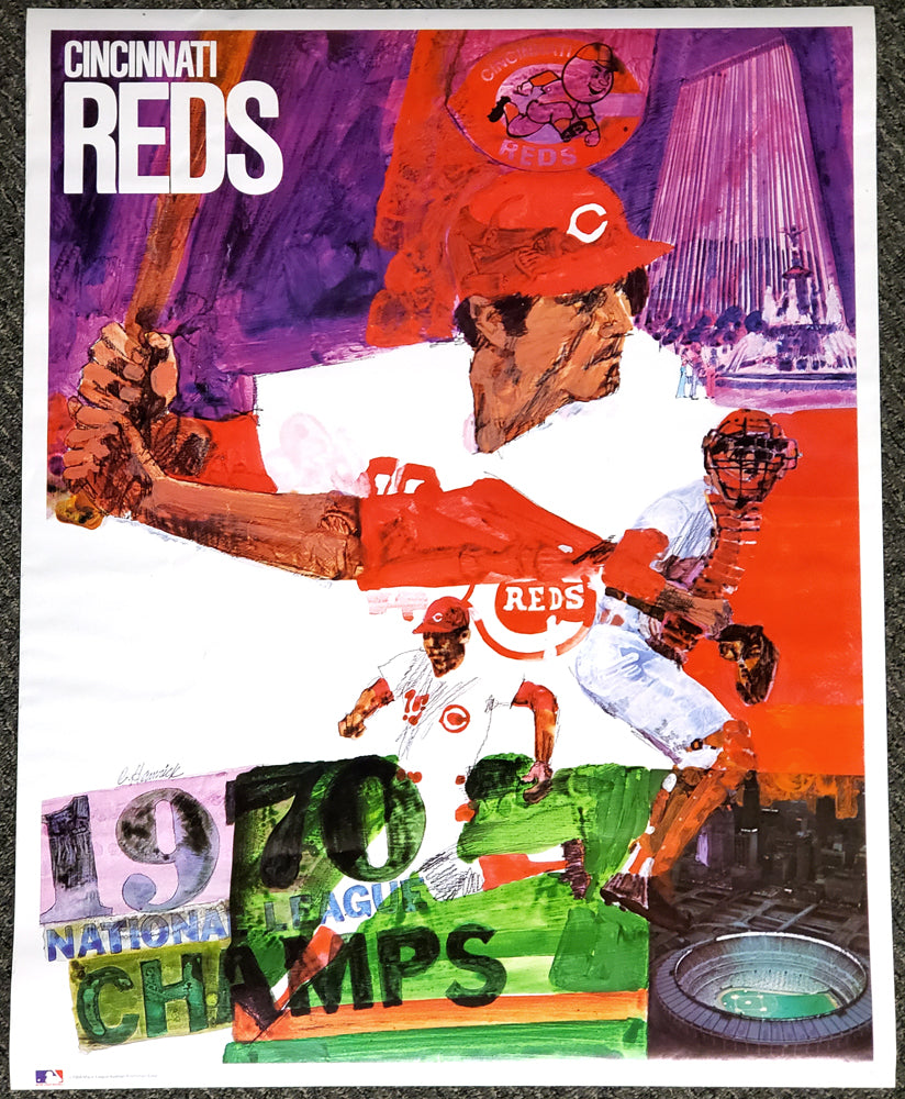 Cincinnati Reds Vintage Original 1971 Team Logo Theme Art Poster - Pro ...
