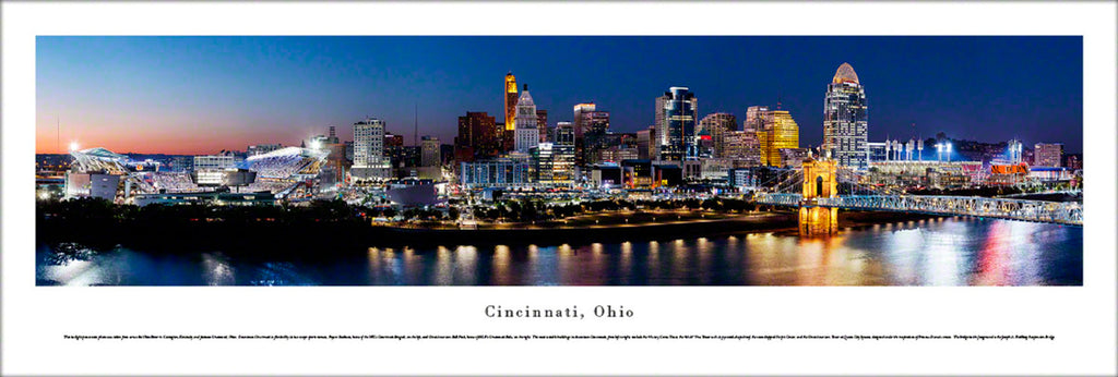 Cincinnati, Ohio Downtown Skyline at Dusk Panoramic Poster Print ...