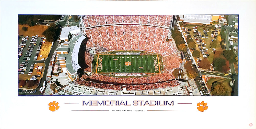 Clemson Tigers Memorial Stadium Gameday Aerial Panoramic View Poster P ...