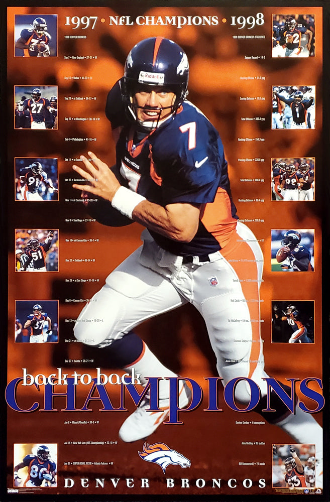 Denver Broncos Back-to-Back Super Bowl Champions Commemorative Poster ...