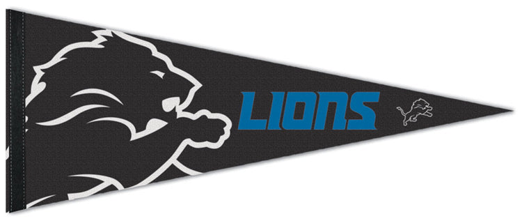 Detroit Lions Blue-on-Black-Style Premium Felt Collector's Pennant - W ...