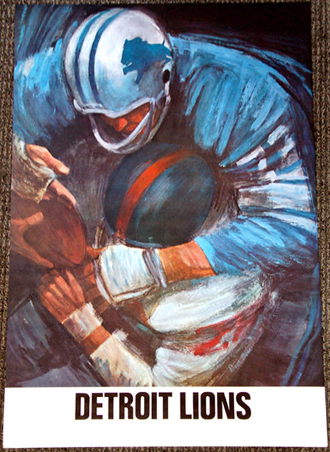 Vintage Original 1966 DETROIT LIONS Dave Boss NFL Football Theme Art 2 ...