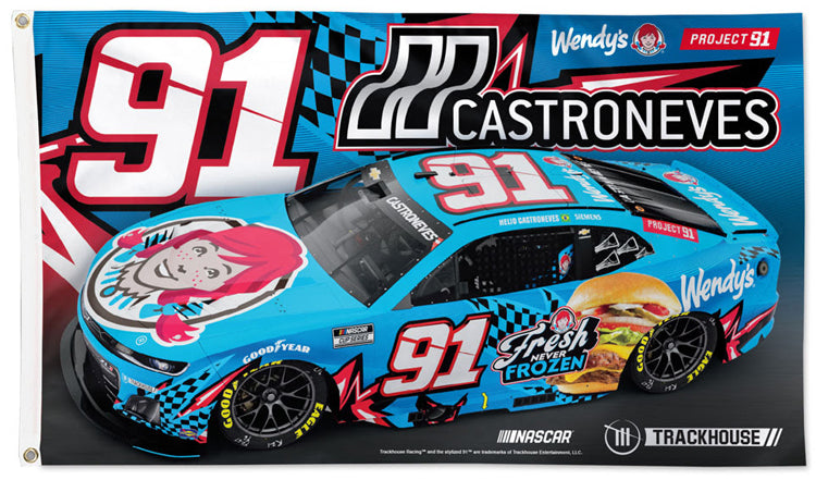 Helio Castroneves NASCAR #91 Wendys Chevrolet ZL1 Huge 3' x 5' DELUXE ...