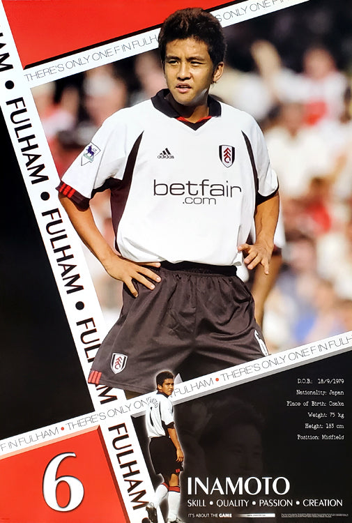 Junichi Inamoto "Fulham Action" EPL Soccer Football Poster - U.K. 2003 ...
