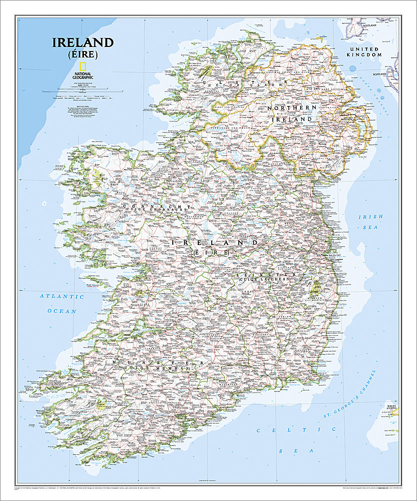 Map of IRELAND National Geographic Classic Edition 30x36 Wall Map Post ...