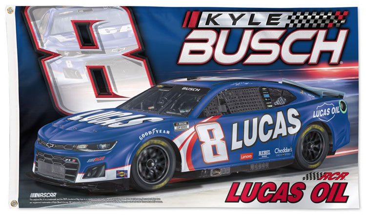 Kyle Busch Lucas Oil #8 Official NASCAR Deluxe-Edition 3'x5' Banner Fl ...