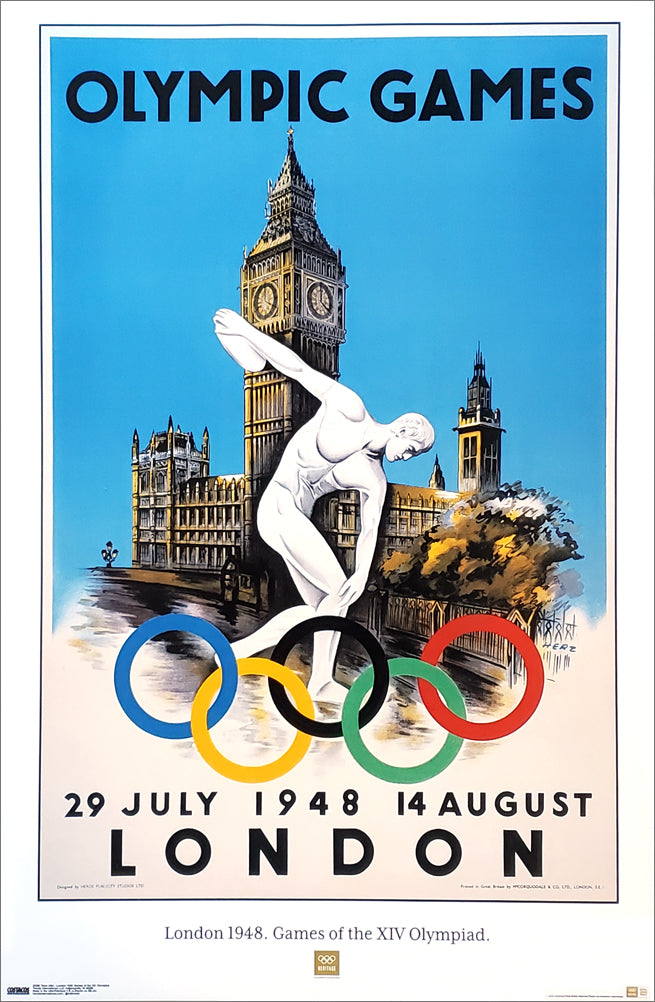 London 1948 Summer Olympic Games Official IOC Commemorative Poster Rep ...