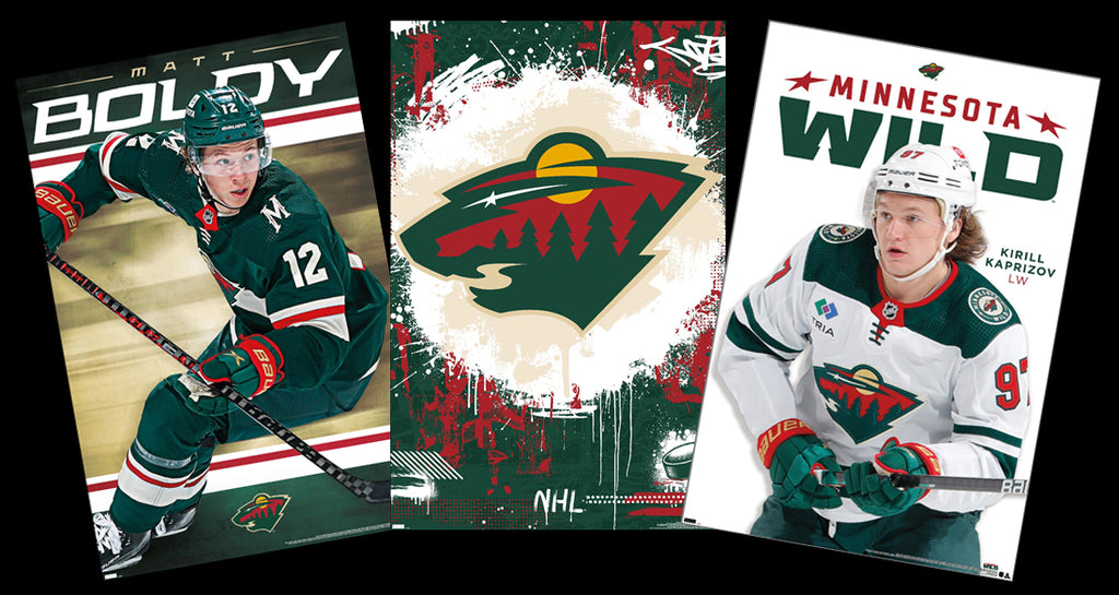 COMBO: Minnesota Wild Hockey 3-Poster Combo Set (Kaprizov, Boldy, Team ...