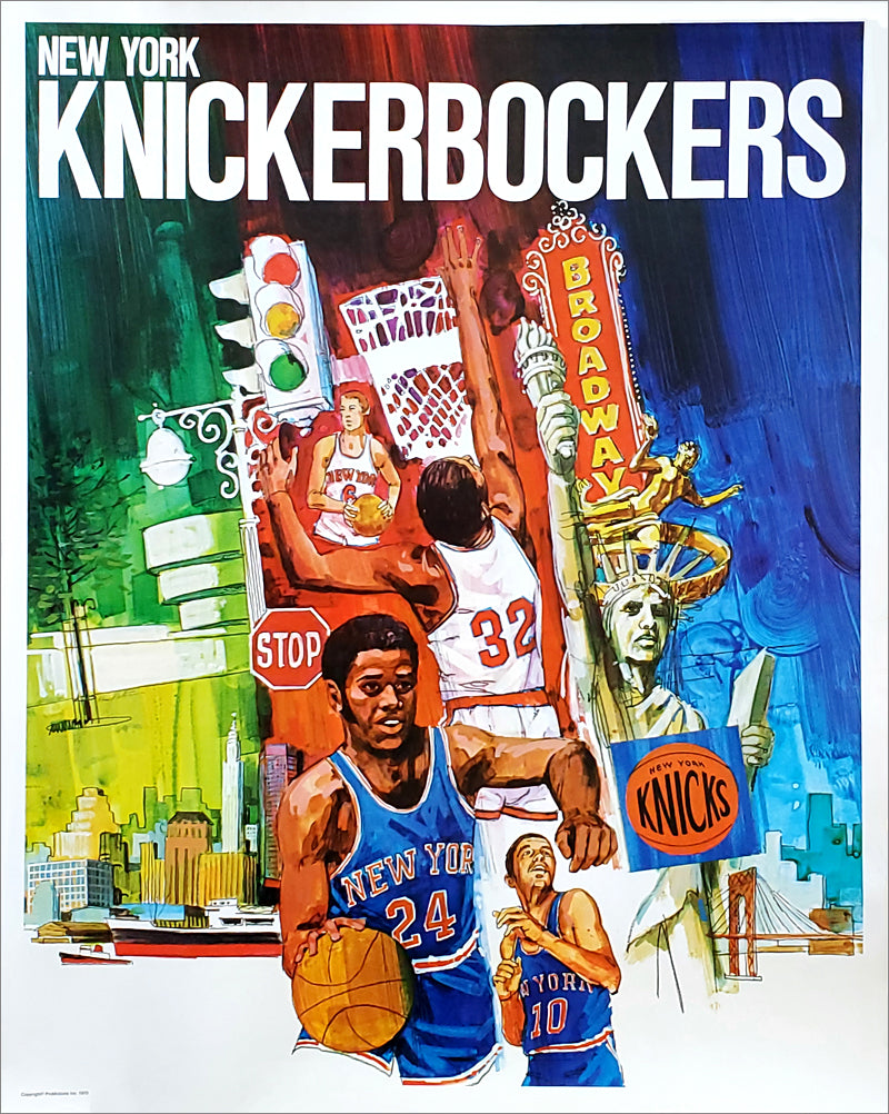 New York Knicks 1970 Vintage Original NBA Basketball Theme Art Poster ...