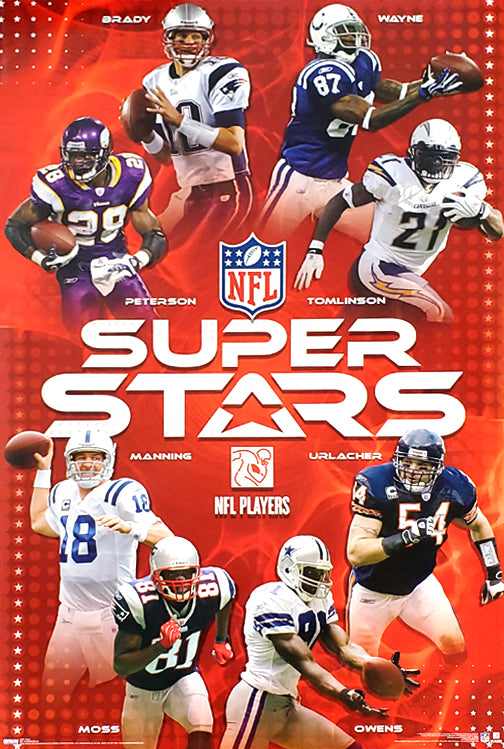 NFL Superstars 2008 Poster (Brady, Peterson, Manning, Urlacher ...