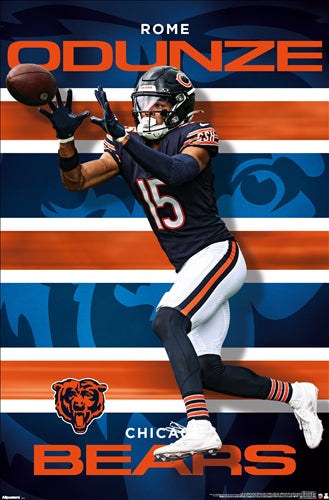 Rome Odunze "Action" Chicago Bears Official NFL Football Action Poster ...