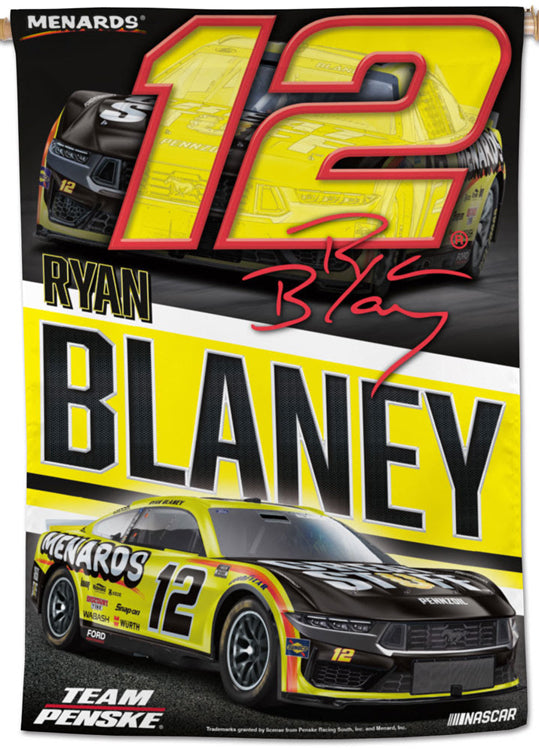 Ryan Blaney NASCAR Ford Mustang Menards #12 Premium 28x40 WALL BANNER ...