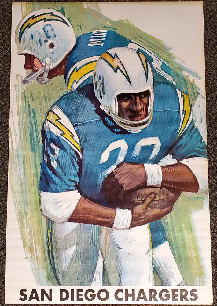 San Diego Chargers "Classic Lightning" NFL Theme Art Poster by Chuck R ...