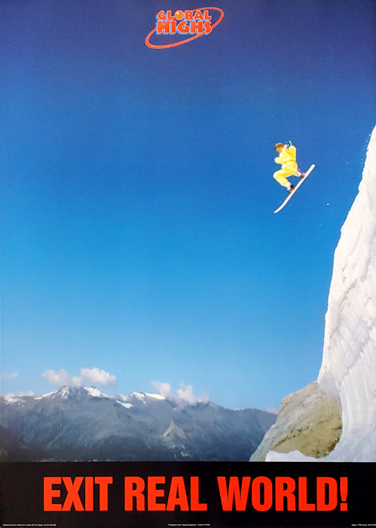 Snowboarding "Exit Real World!" Sports Action Poster - Pyramid 1995 ...