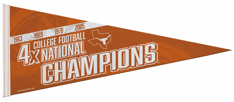 Texas Longhorns Football 4-Time NCAA National Champions Felt Pennant ...