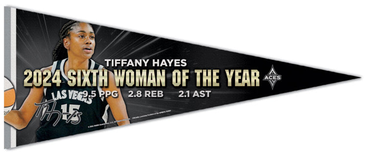 Tiffany Hayes Las Vegas Aces 2024 WNBA 6th Woman Premium Felt Collecto ...