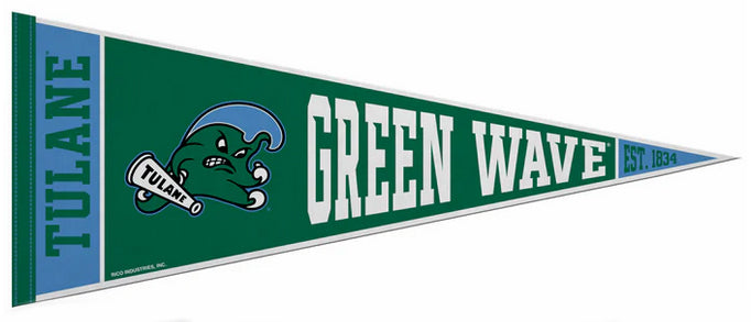 Tulane University GREEN WAVE Official NCAA Team Felt Pennant - Rico In ...