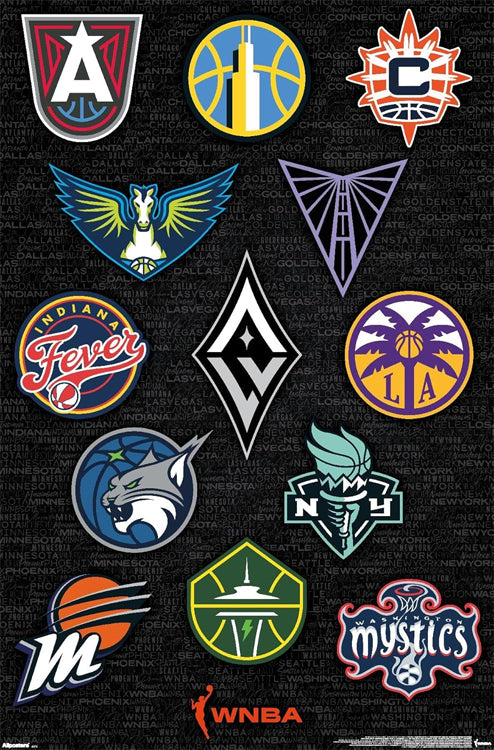 WNBA Basketball Official Team Logos Poster (All 13 Teams) - Costacos S ...