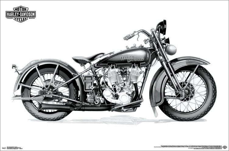 Harley-Davidson Motorcycles Model VLD c.1932 Classic Motorcycle Profil ...