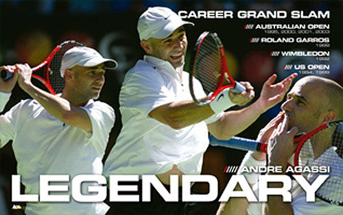 Andre Agassi "Legendary" Career Grand Slam Tennis Poster - Ace ...