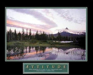 Mountain Sunset "Attitude" Motivational Poster Print - Front Line ...