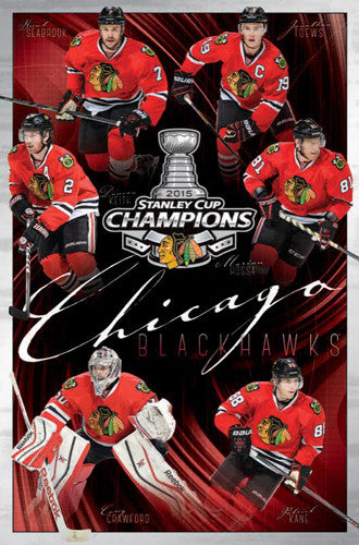 Chicago Blackhawks 2015 Stanley Cup Champs 6-Player Commemorative Post ...