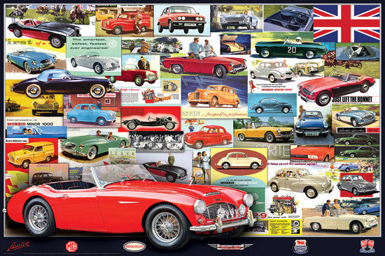 British Motor Car Heritage Poster (Austin, MG, Wolseley, Morris, Rover ...