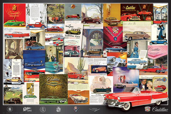 Cadillac Vintage Classic Car Ad Collage Poster - Eurographics Inc ...