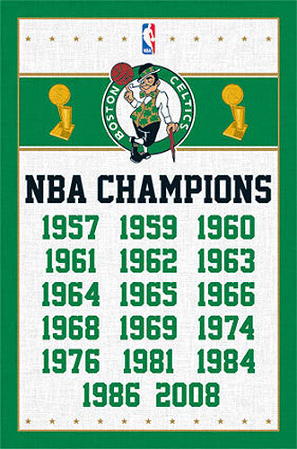 Boston Celtics 17-Time NBA Champions Commemorative Wall Poster - Costa ...