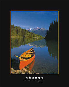 Canoe on Mountain Stream "Change" Motivational Poster - Eurographics ...