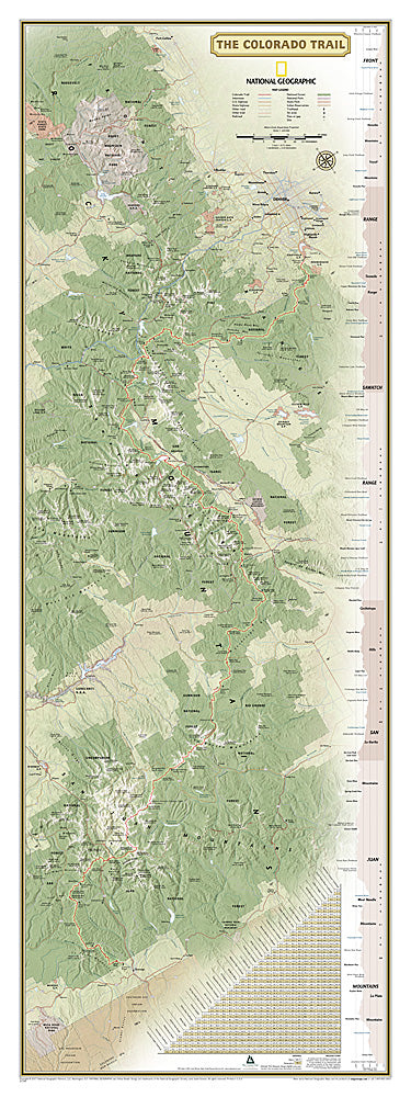 The Colorado Trail National Geographic 18x48 Hiking Wall Map Poster ...