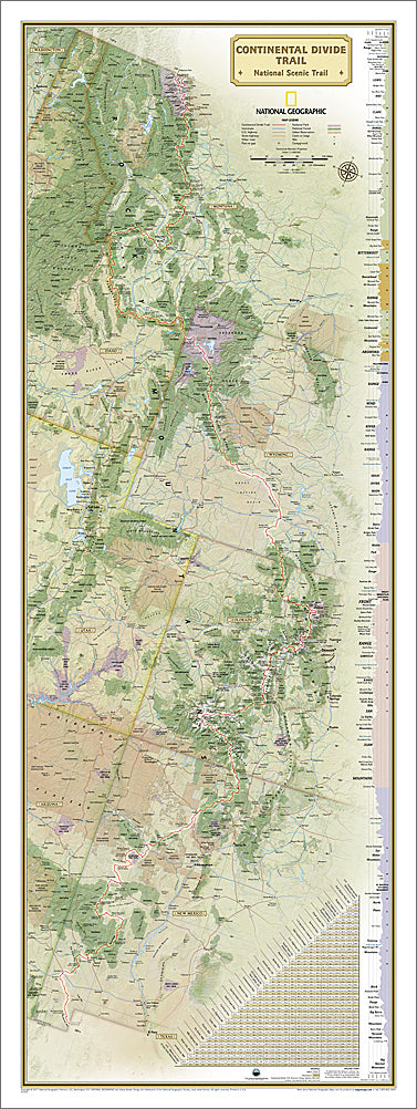 The Continental Divide Trail National Geographic 18x48 Hiking Wall Map ...