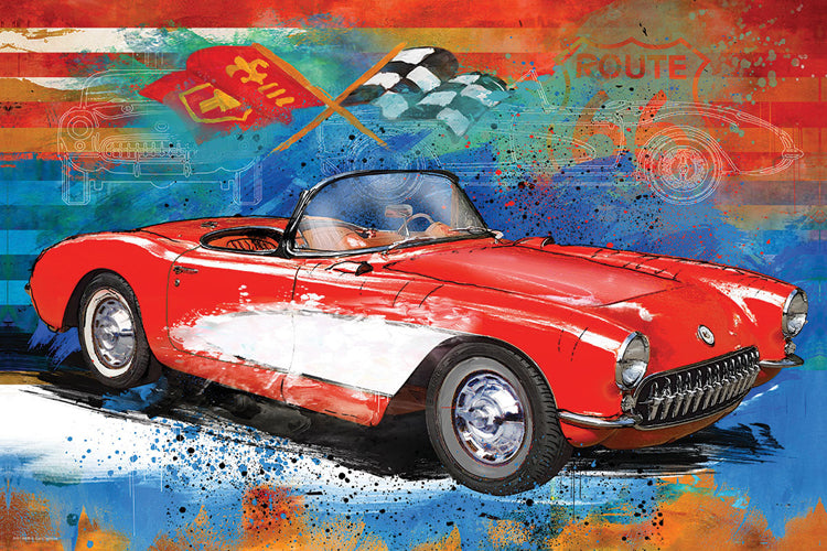 Chevrolet Corvette 1956 Model Sportscar Autophile Car Art Poster - Eur ...