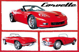 Three Red Corvettes American Sports Car Autophile Poster - Wizard ...