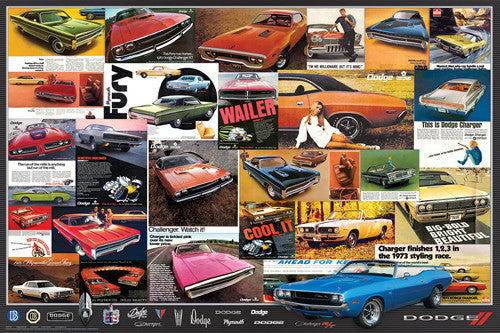 Dodge Vintage Classic Car Ads Advertising Collage Poster - Eurographic ...