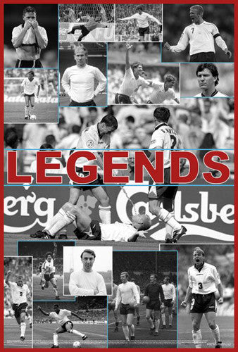 Team England LEGENDS Three Lions Football Classic Soccer Poster - Starz ...