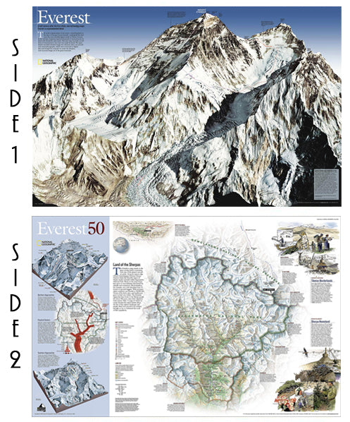 Mount Everest National Geographic 30x47 Wall Map 2-Sided Poster - NG M ...