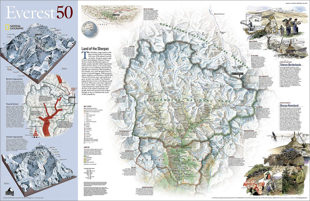 Mount Everest National Geographic 30x47 Wall Map 2-Sided Poster - NG M ...