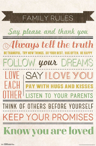 Family Rules Happy Family Inspirational Wall Poster - Trends ...